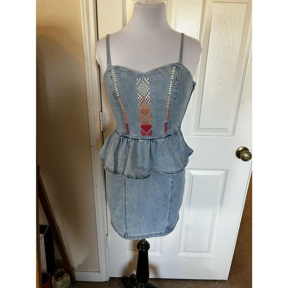 As U Wish | Dresses | Jean Mini Dress With Peplum | Poshmark